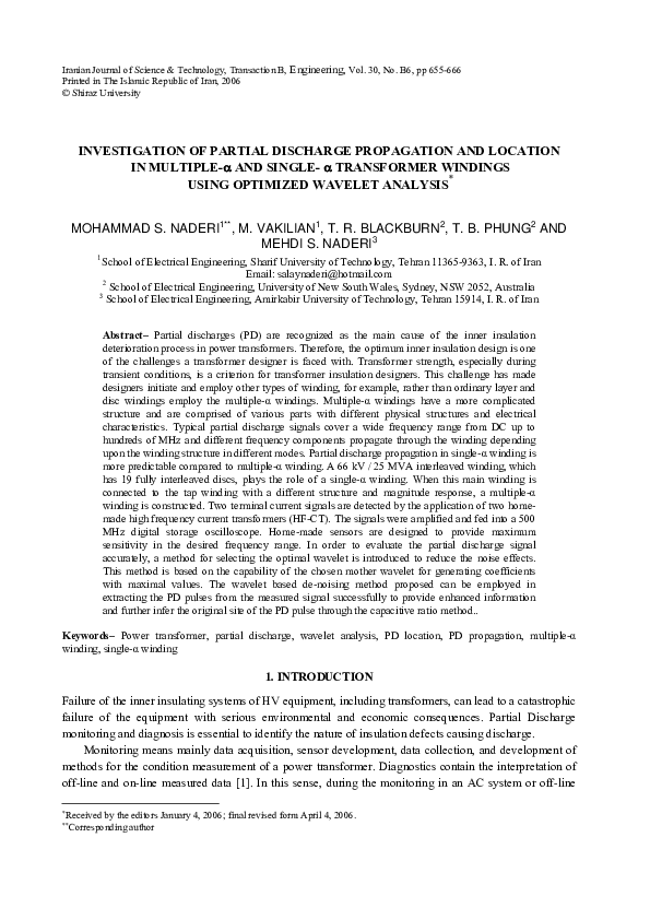 Pdf In Multiple α And Single α Transformer Windings Using Optimized Wavelet Analysis
