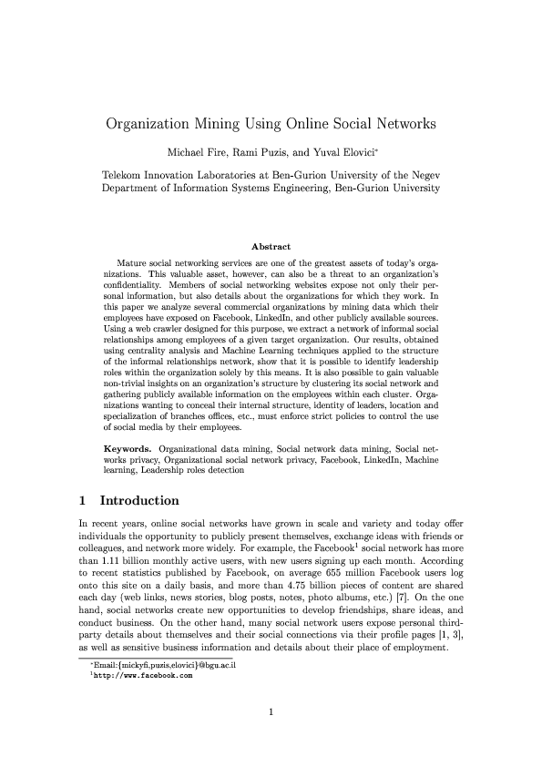 (PDF) Organization Mining Using Online Social Networks