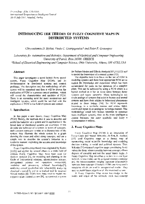 (PDF) “Introducing the Theory of Fuzzy Cognitive Maps in Distributed Systems”