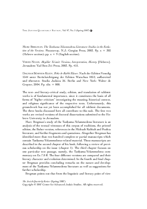 (PDF) 'Review of Vered Noam, 'Megillat Ta’anit: Versions ...