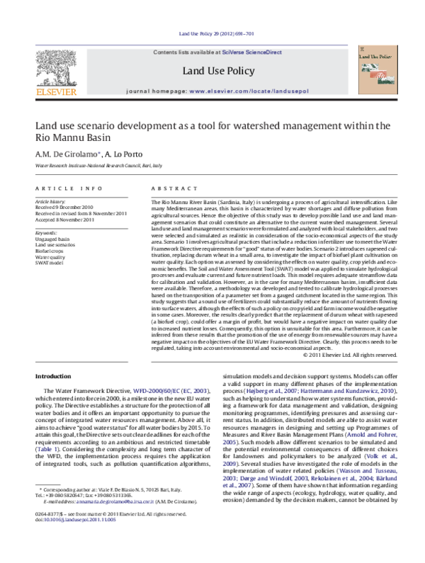 (PDF) Land use scenario development as a tool for watershed management