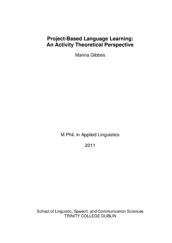 (PDF) Project-Based Language Learning: An Activity Theoretical PerspectiveProject-based language ...