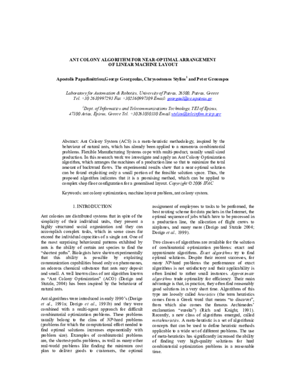 (PDF) “Ant colony algorithm for near-optimal arrangement of linear ... (PDF) “Ant colony algorithm for near-optimal arrangement of linear ...