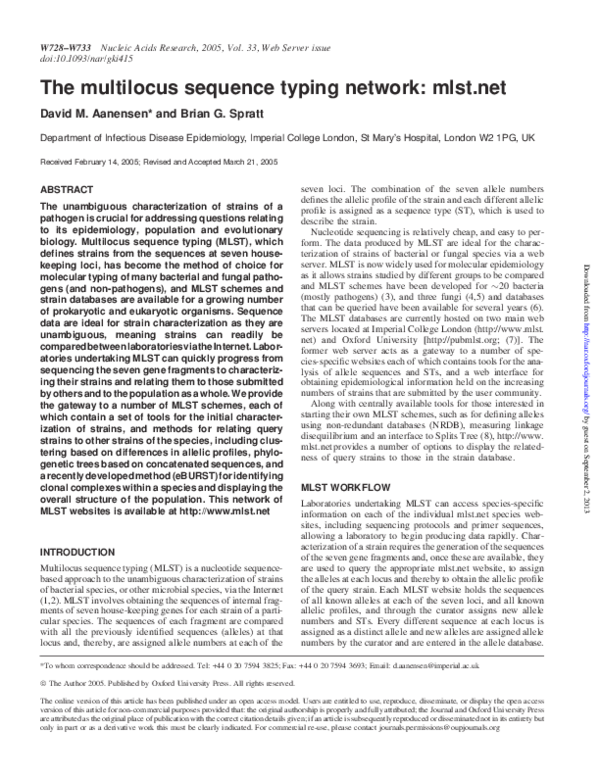 (PDF) The multilocus sequence typing network: mlst.net