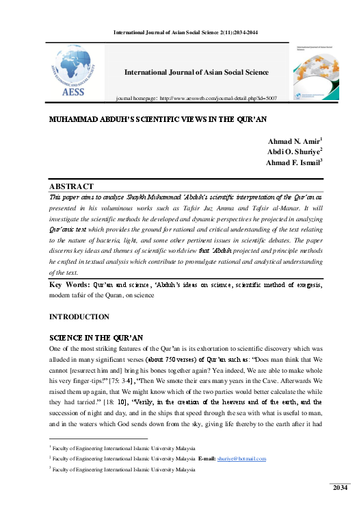 muhammad abduh's scientific views