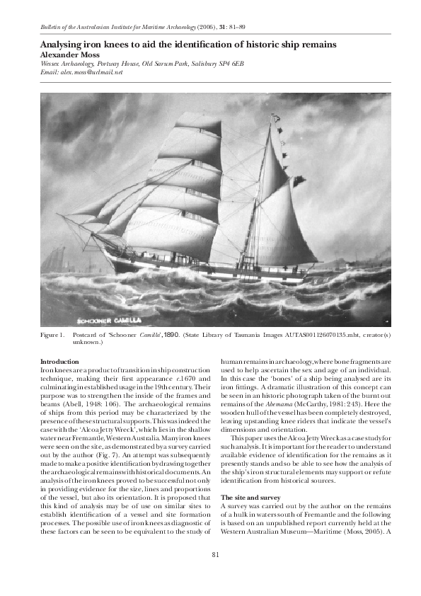 (PDF) Analysing iron knees to aid the identification of historic ship ...