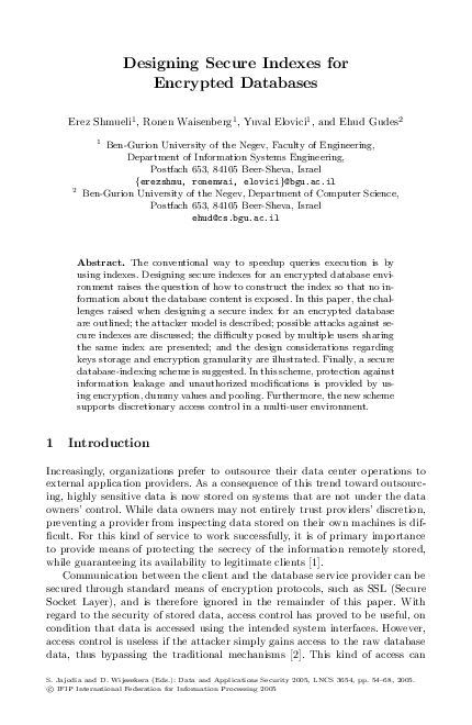 (PDF) Designing Secure Indexes for Encrypted Databases