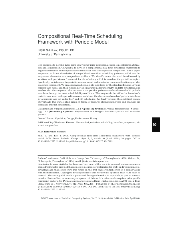 (PDF) Compositional real-time scheduling framework with periodic model | Insup Lee - Academia.edu