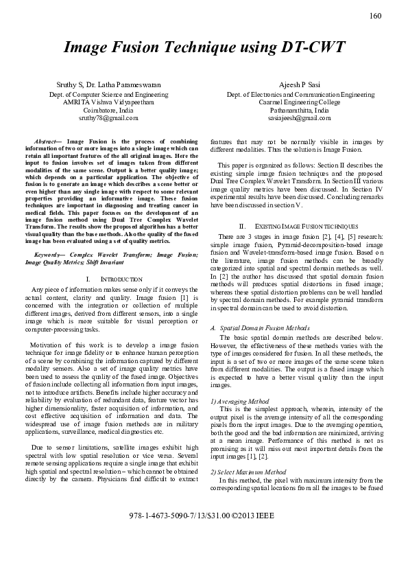 (PDF) Image Fusion Technique using DT-CWT