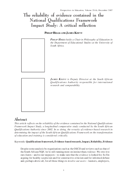 Pdf The Reliability Of Evidence Contained In The National Qualifications Framework Impact