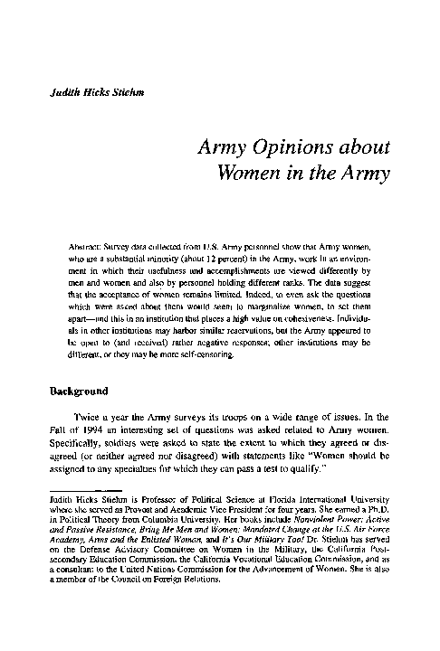 (PDF) Army Opinions about Women in the Army