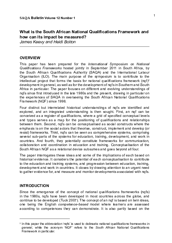 (PDF) What is the South African National Qualifications Framework and ...