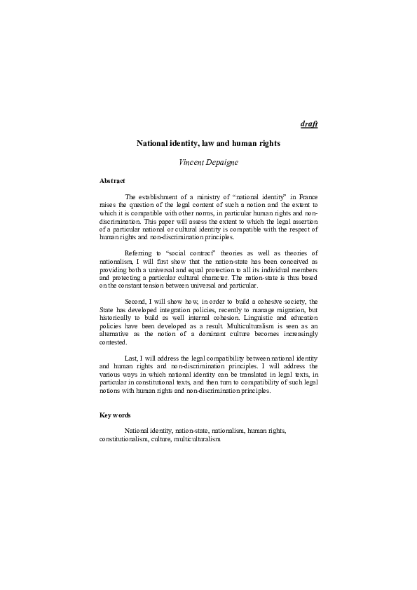 (PDF) national identity law and human rights