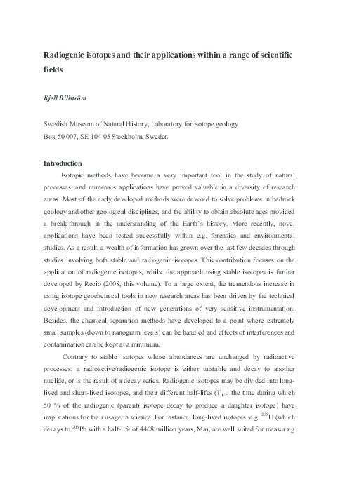 (PDF) Radiogenic Isotopes and their Applications within a range of ...