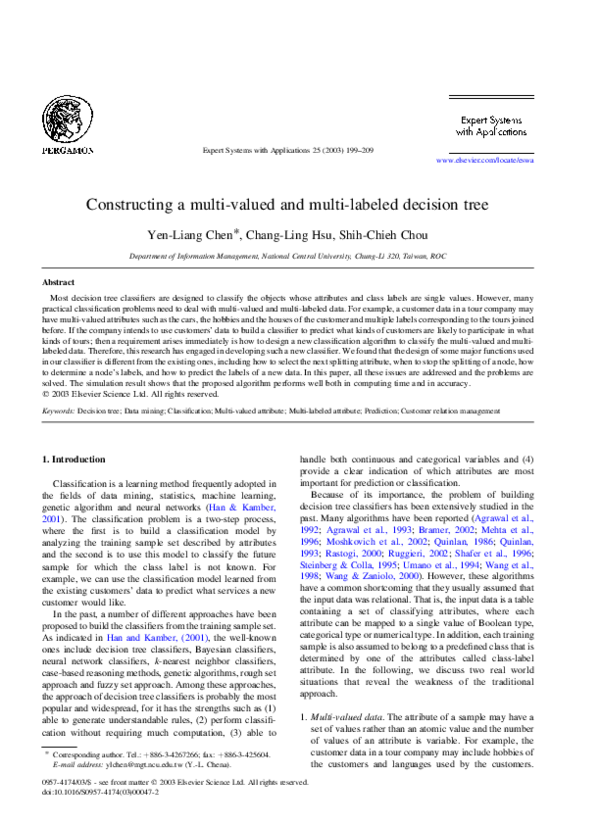 Pdf Constructing A Multi Valued And Multi Labeled Decision Tree