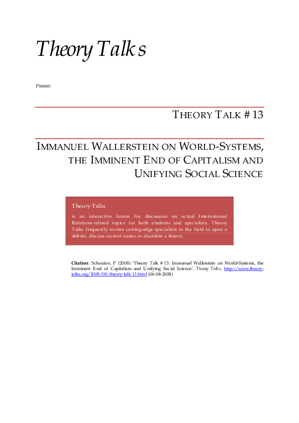 (PDF) World System I Wallerstein