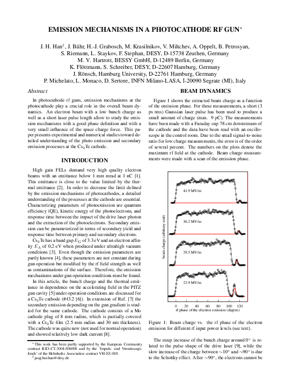 (PDF) Emission Mechanisms in a Photocathode RF Gun