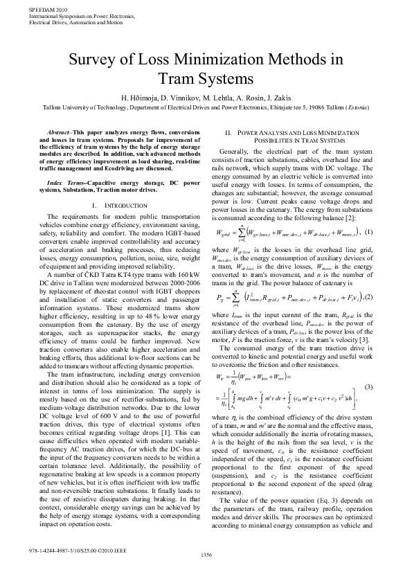 Pdf Survey Of Loss Minimization Methods In Tram Systems