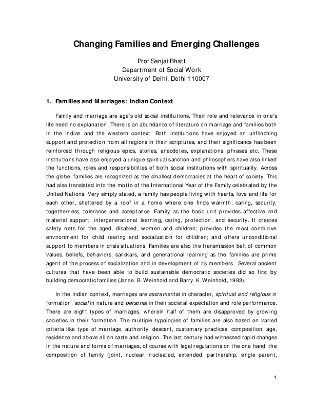 (PDF) Changing Families and Emerging Challenges