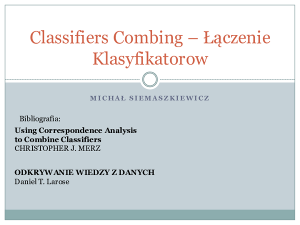(PDF) Combining classifiers