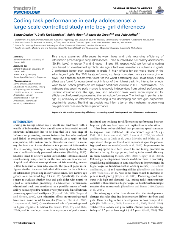 (PDF) Coding task performance in early adolescence: A large-scale controlled study into boy-girl ...