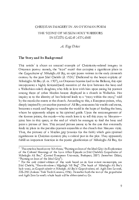 (PDF) “Christian Imagery in an Ottoman Poem: The ‘Icons’ of Muslim Holy ...