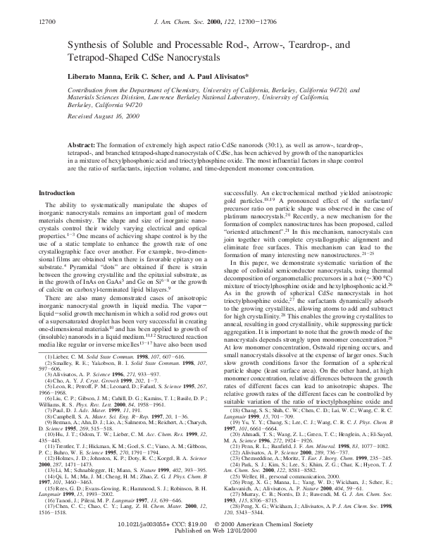 (PDF) Synthesis of Soluble and Processable Rod, Arrow, Teardrop, and ...