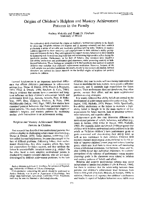 (PDF) Learned Helplessness, Test Anxiety, and Academic Achievement: A ...