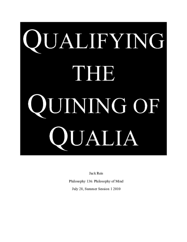 (PDF) Qualifying the Quining of Qualia