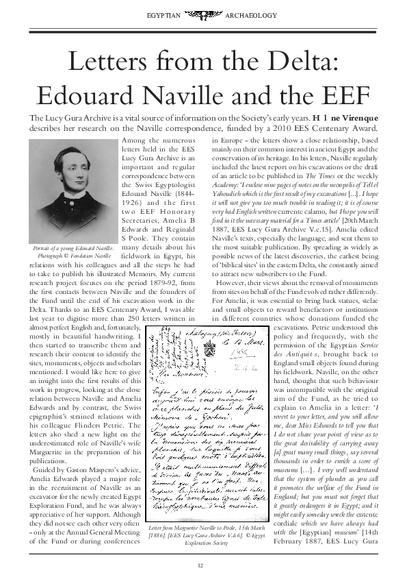 (PDF) Letters from the Delta: Edouard Naville and the EEF