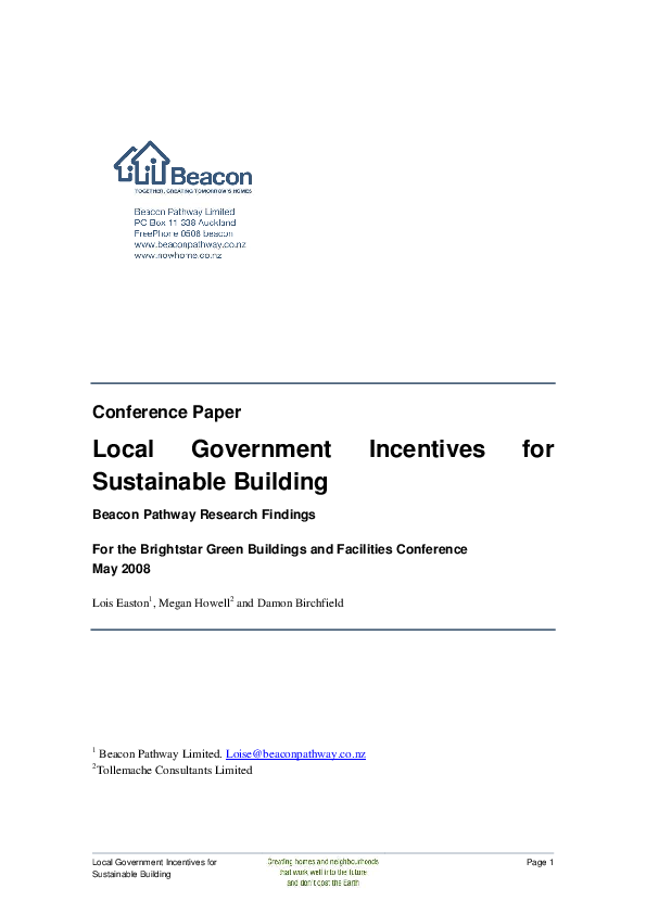 (PDF) Local Government Incentives for Sustainable Building