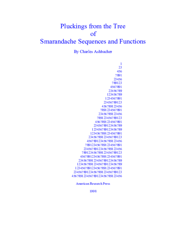 (PDF) Plucking from the Tree of Smarandache Functions and Sequences