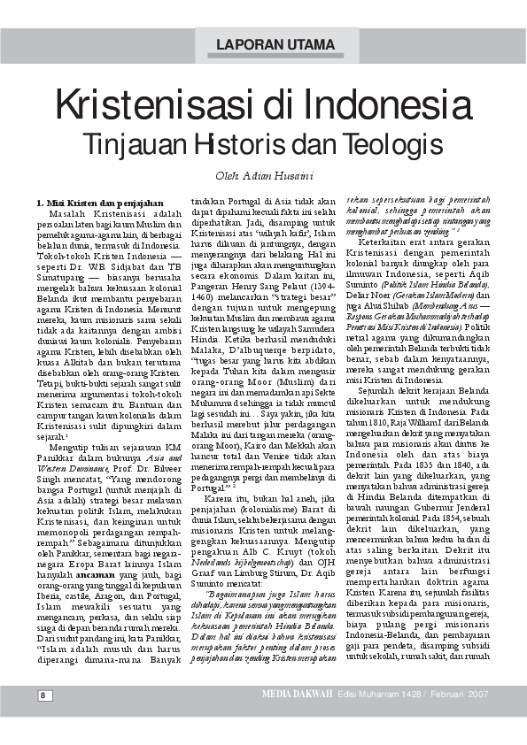 (PDF) DR Adian Husaini Kristenisasi Di Indonesia