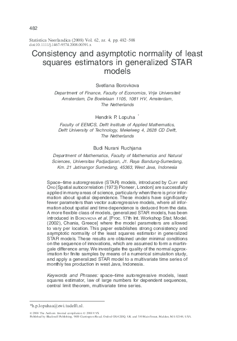 Pdf Consistency And Asymptotic Normality Of Least Squares Estimators