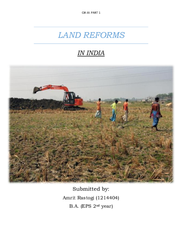 (DOC) Land Reforms In India