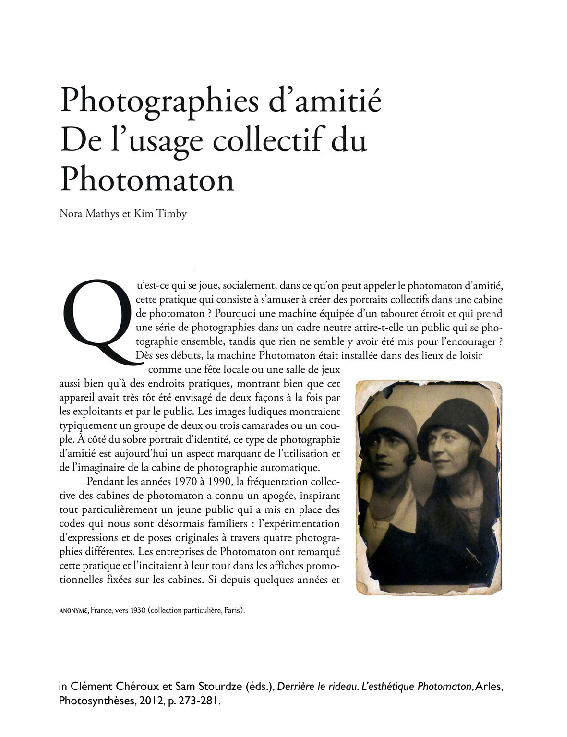 Photographies d’amitié. De l’usage collectif du photomaton | Kim Timby ...