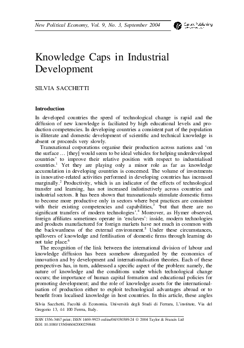 (PDF) Knowledge caps in industrial development