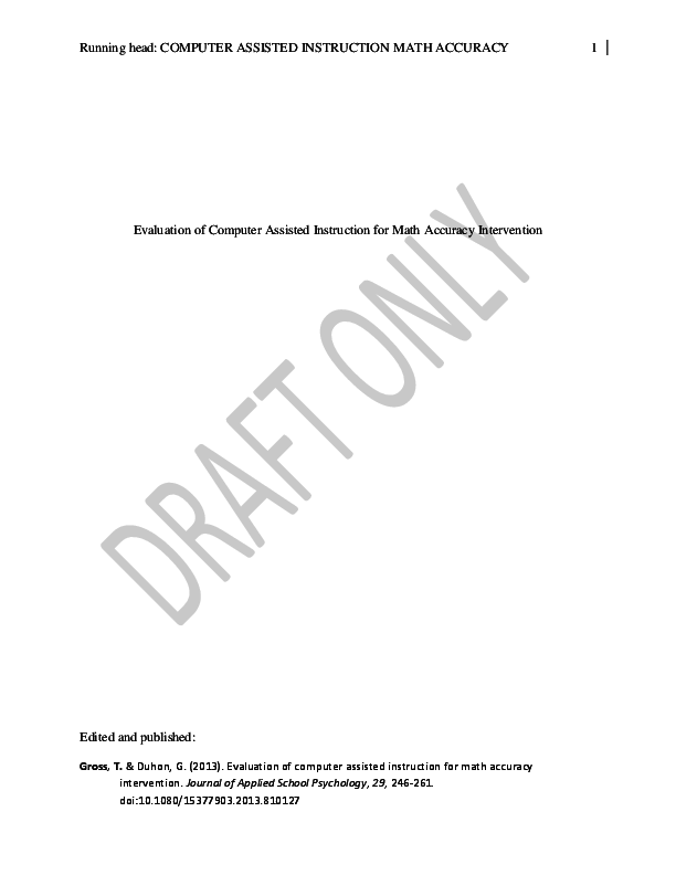 (PDF) Evaluation of Computer Assisted Instruction for Math Accuracy Intervention