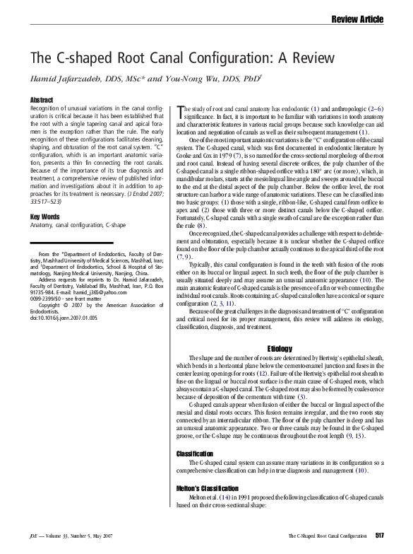 (PDF) 2007 Jafarzadeh - The C-shaped Root Canal Configuration - A Review