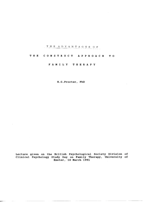(PDF) The advantages of the construct approach to family therapy - BPS ...