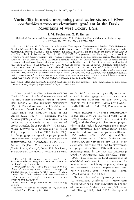(PDF) Variability in needle morphology and water status of Pinus ...