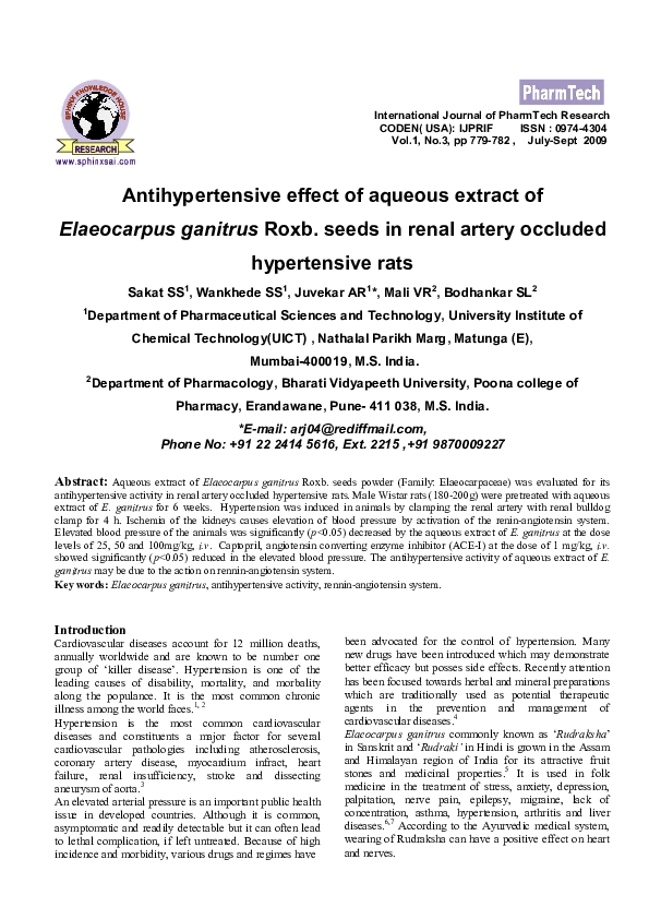 (PDF) Antihypertensive effect of aqueous extract of