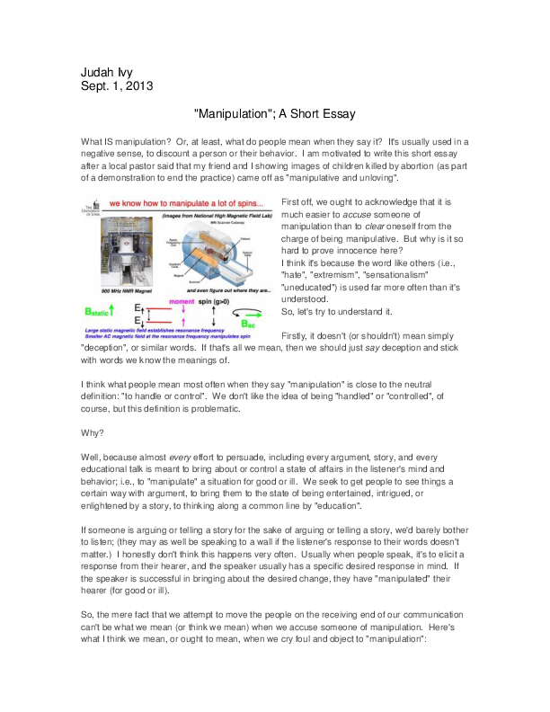 (DOC) Manipulation; A Short Essay