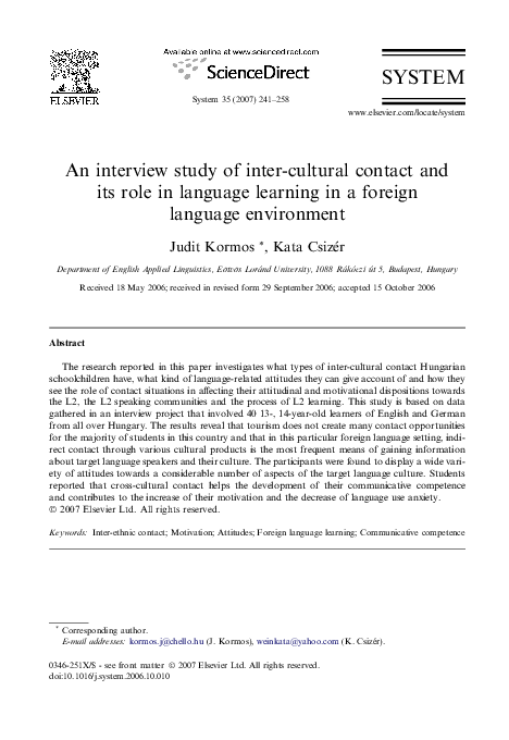 An interview study of inter-cultural contact and its role in language ...