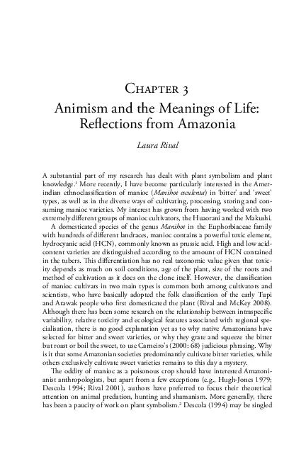 (PDF) Chapter 3 Animism and the Meanings of Life: Reflections from Amazonia