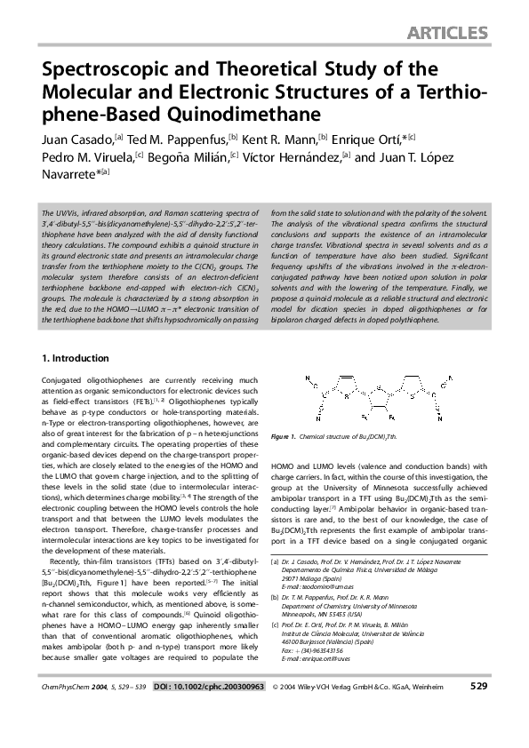 (PDF) Spectroscopic and Theoretical Study of the Molecular and ...