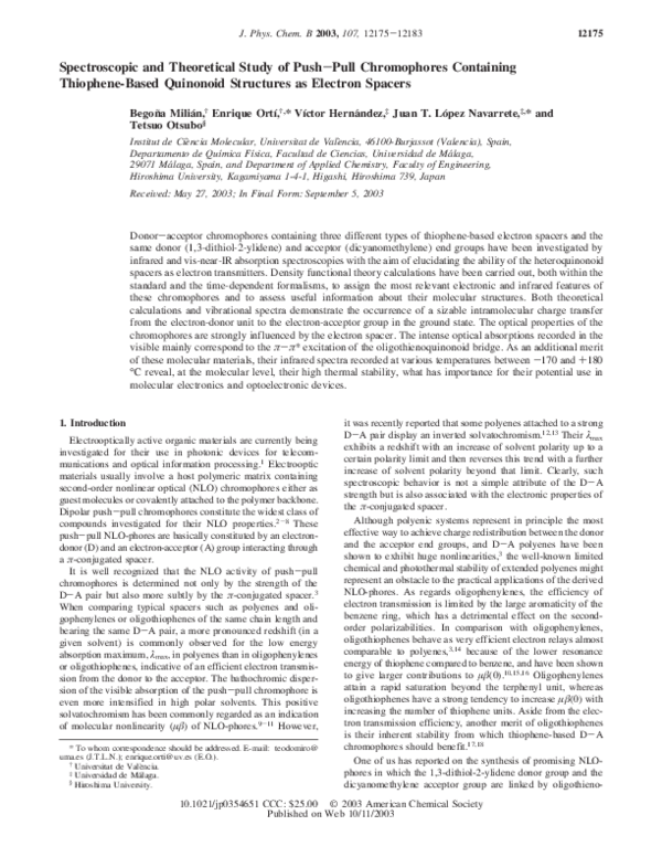 (PDF) Spectroscopic and Theoretical Study of Push-Pull Chromophores ...