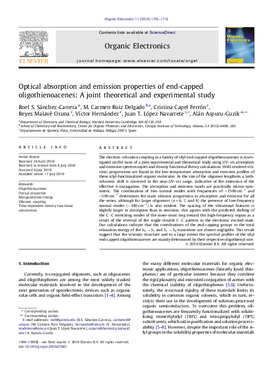 (PDF) Optical absorption and emission properties of end-capped ...
