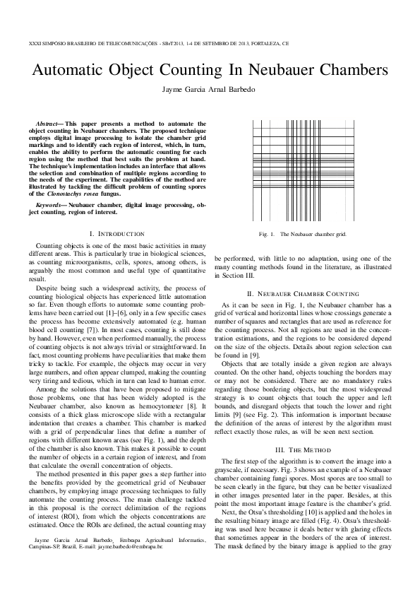 (PDF) Automatic Object Counting In Neubauer Chambers
