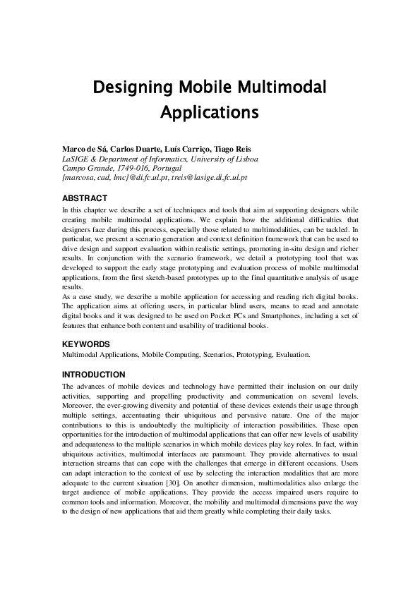 Pdf Designing Mobile Multimodal Applications